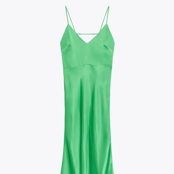 Zara Dresses Zara Woman Nwt Ss22 Greengrass Satin Lingerie Style